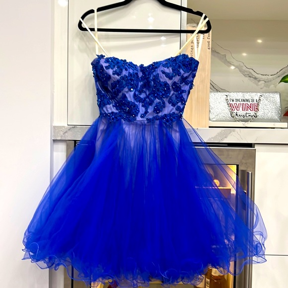 Mac Duggal | Dresses | Royal Blue Formal Tool Dress Embellished With ...